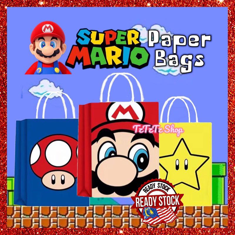 Ready Stocks super mario Paper bags Birthday tote bag door gift ...