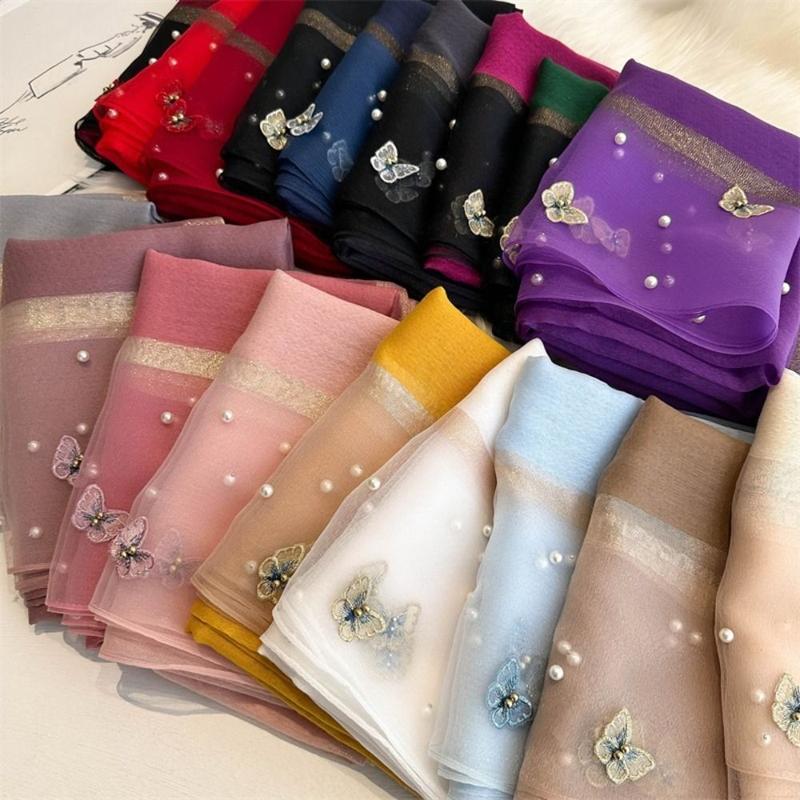 Tudung Raya Shawl Tudung Sutera, Rekaan Elegan, Saiz Besar, Sulaman ...