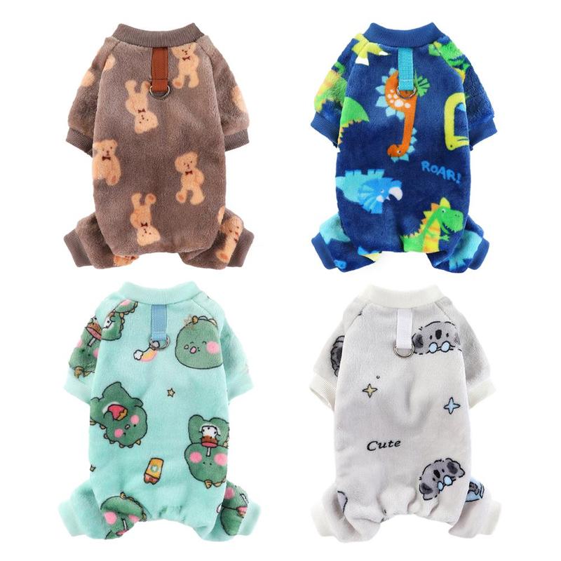 Cute Cartoon Pattern Dog Onesie, 1 Piece Soft Warm Pet Sleepwear ...