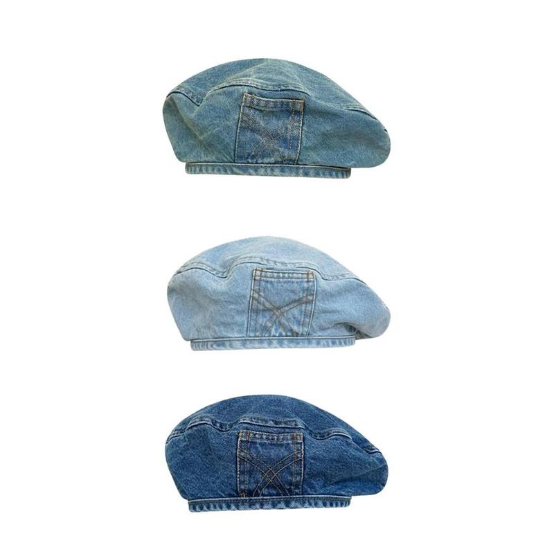 Denim Beret Hat Slouchy Comfortable Headgear Elegant Women French ...