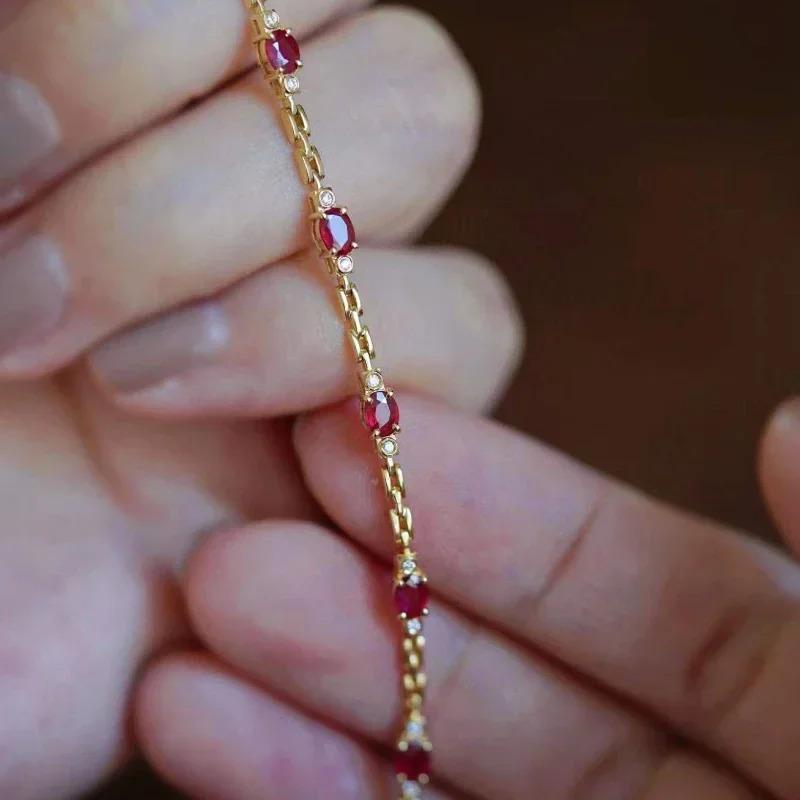 Gelang Tangan Berlian Ruby Bertatah Perak, Rekaan Mewah Baru, Untuk ...