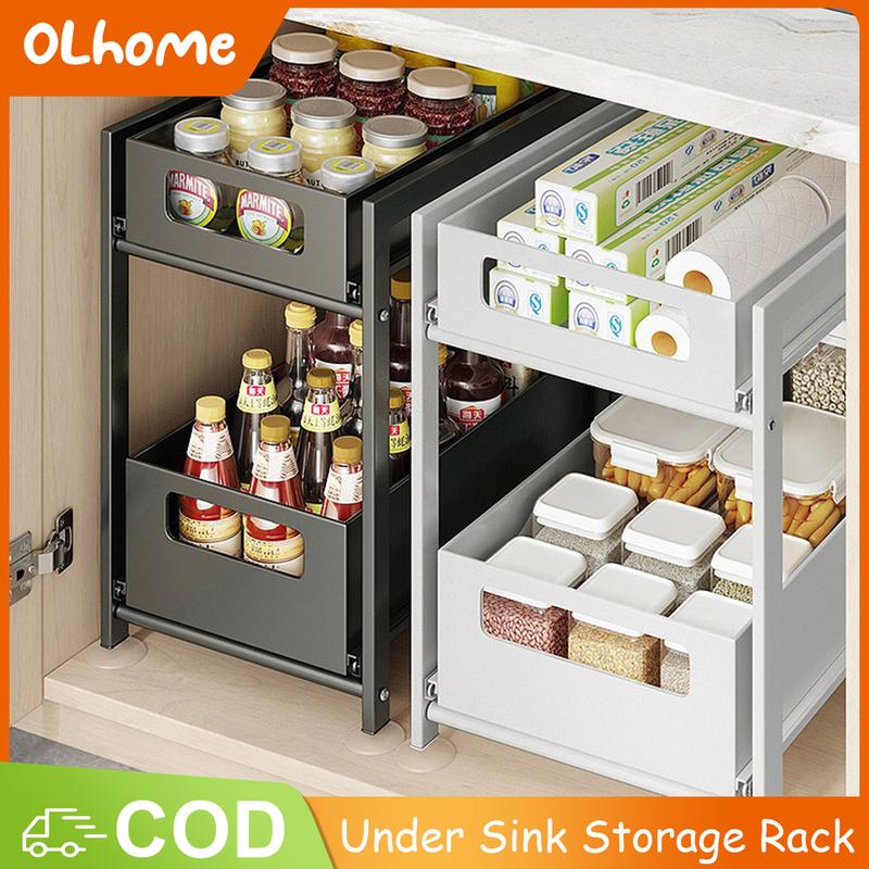 Pemegang Botol Minyak Rak Dapur Under Sink Storage Rack Cabinet ...