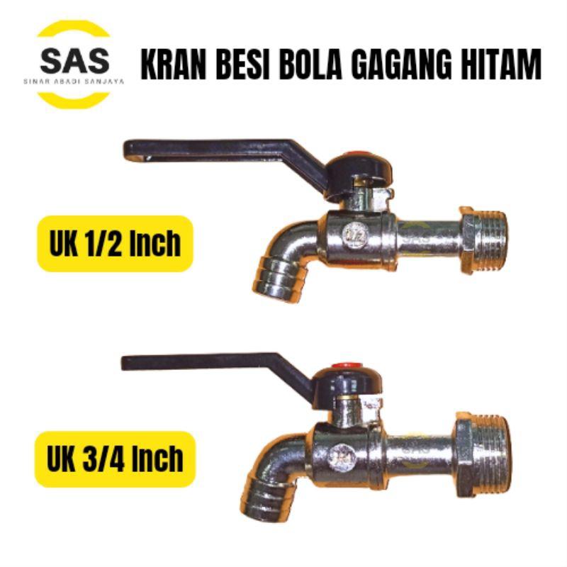 [SAS] Keran Kran Air Gagang Hitam / Kran Air Bola 2 Arah 1/2" 3/4" Inch ...