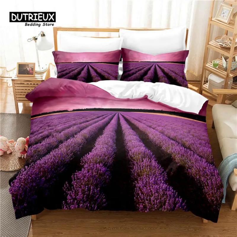 Lavender-Digital Printing Bedding Set, Duvet Cover Set, 3D Bedding ...