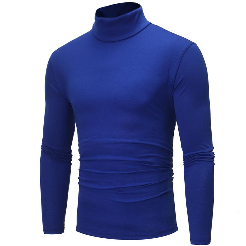 Kemeja-T turtleneck lengan panjang lelaki, kasual, belia baharu ...