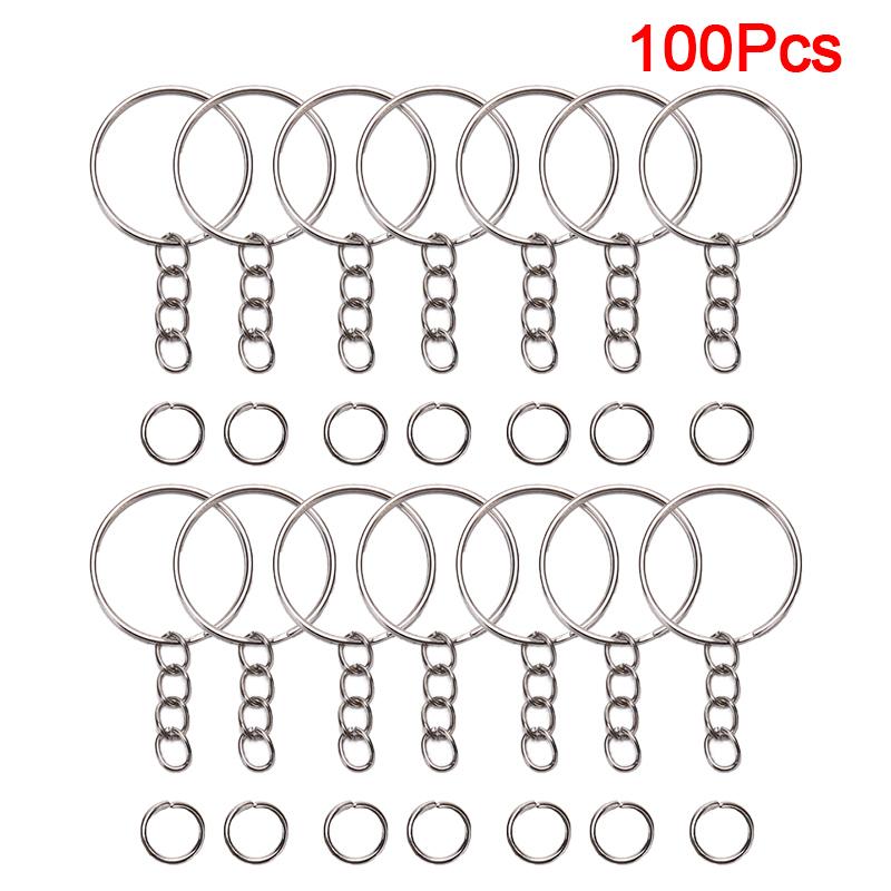 100Pcs 50pcs Keychain Rings with Chain and 50pcs Open Jump Rings ...