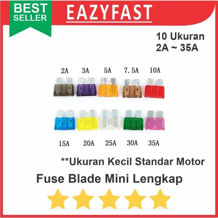 Jual Fuse Blade Mini Kecil Set Lengkap Skring Sekring Tancap Motor ATM ...