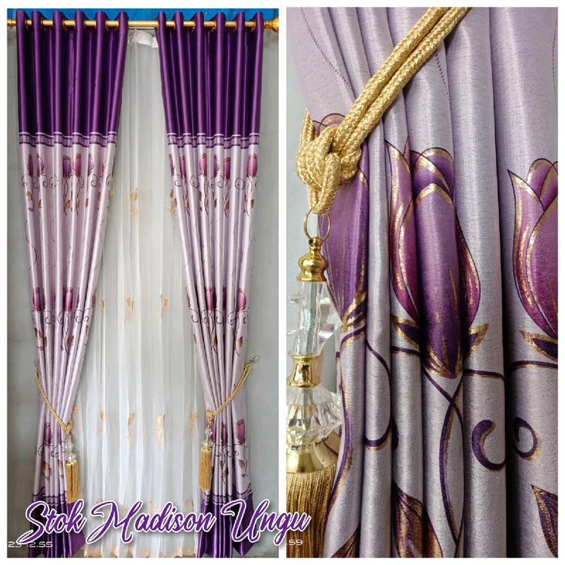 [1 LEMBAR]Gorden Horden MEDISON Bludru Motif Bunga Tulip(jendela dan ...