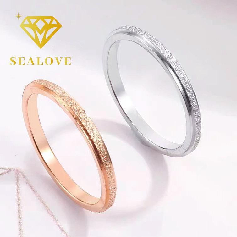 SEALOVE แหวนไม่ลอกไม่ดำแฟชั่นผู้หญิง แหวนขัดทราย แบบเรียบง่า - TikTok ...