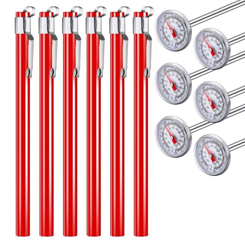 6PCS Stainless Steel Kitchen Thermometer with Red 5 Inch Lon - TikTok ...