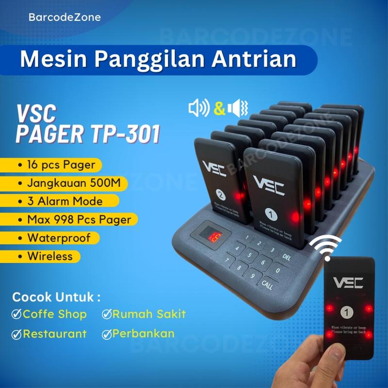 16 CALL MESIN ANTRIAN WIRELESS PAGER System For Alarm restoran/cafe VSC ...