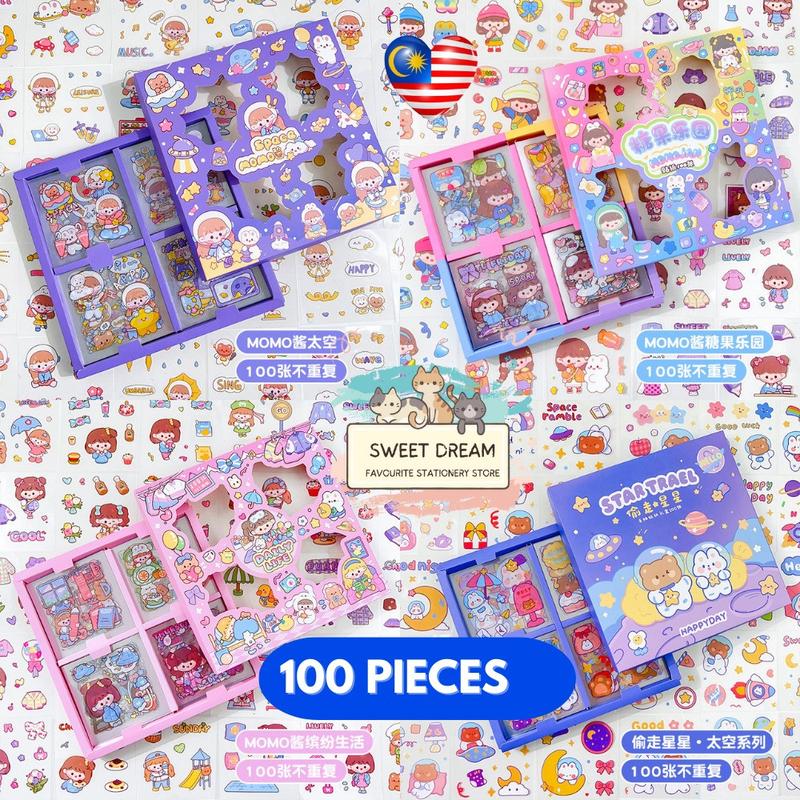 100 PCS MOMO PET Transparent Sticker Set Creative INS No REPEAT ...