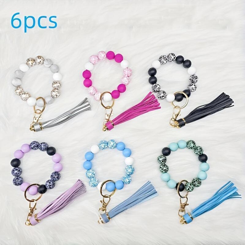 6 Pcs Silicone Keychains With Tassel, Beads, wers, Perfect Purse ...