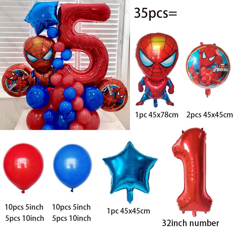 Belon Parti Spider Man, 35pcs, Belon Lateks Biru dan Merah, Untuk ...
