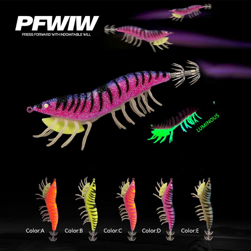 Luminous Soft-Footed Shrimp Sea Fishing Lure Squid Jig Hooks - TikTok ...