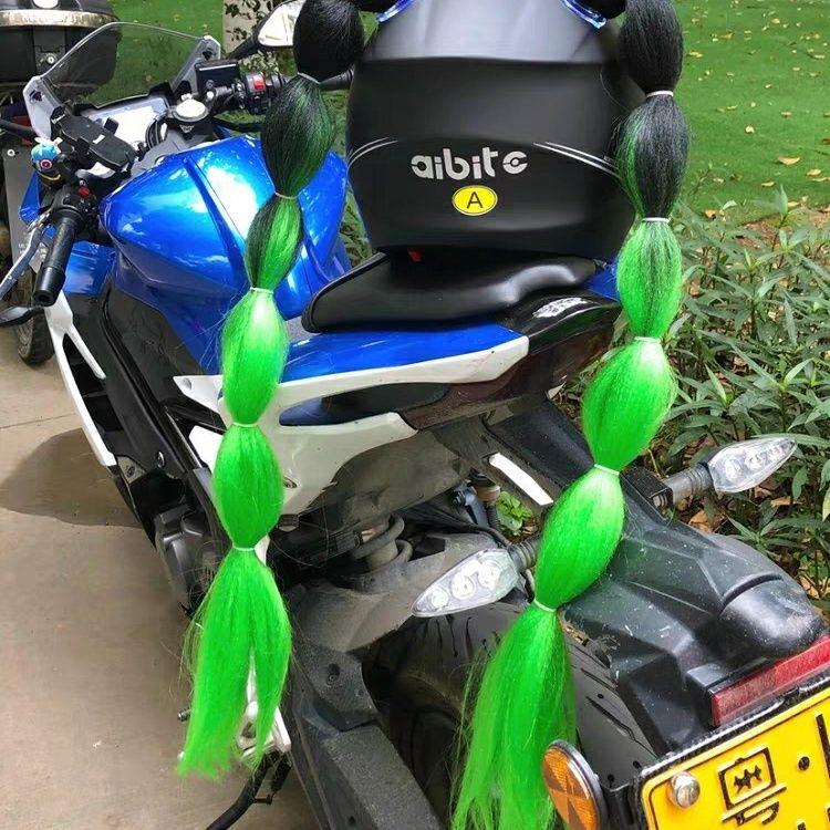 Motorcycle Helmet Decorations Ponytail Wig Motorcycle Racing - TikTok ...