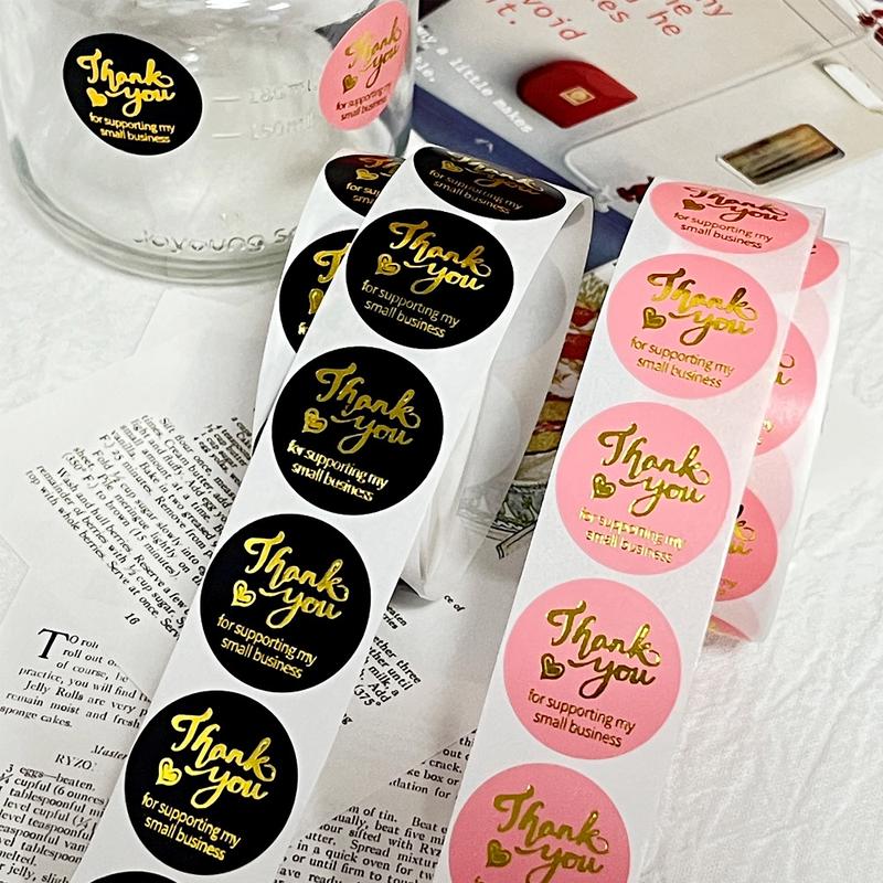 500pcs/roll gold Bronzing Thank You Stickers With My Small Business ...