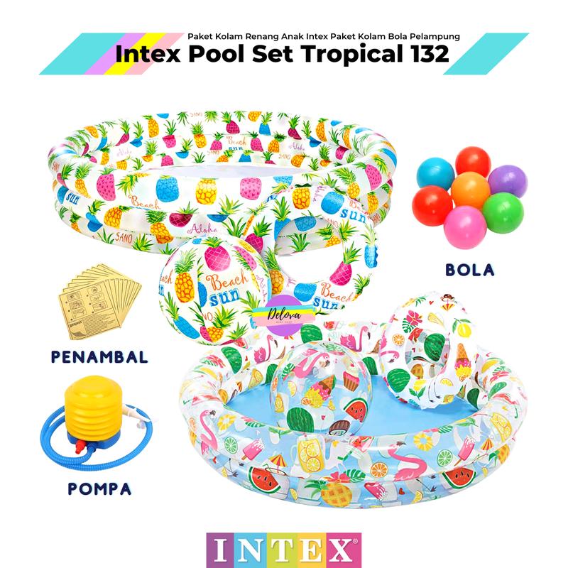 Intex Pool Set 132 122 x 28 Cm 3 Ring Kolam Renang Anak Pake - Shop | Tokopedia