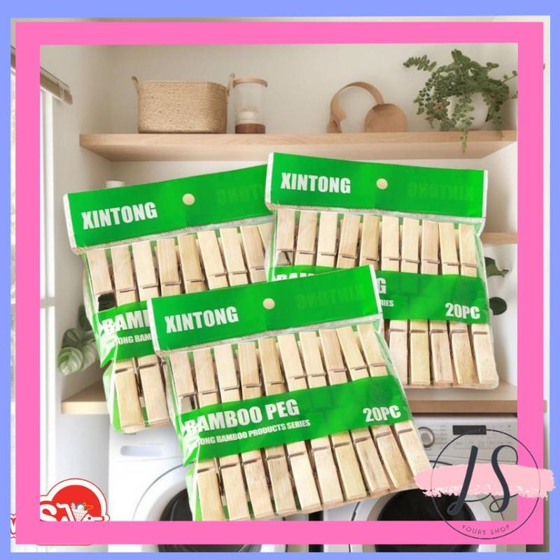 20Pcs Bamboo Peg Clothes Clip Multifunctional Wooden Clip/ Pengepit ...