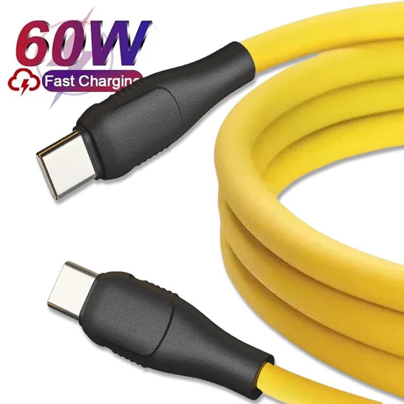 Kabel USB C ke Jenis C, Pengecasan Pantas 60W, Kord Wayar Pemindahan ...
