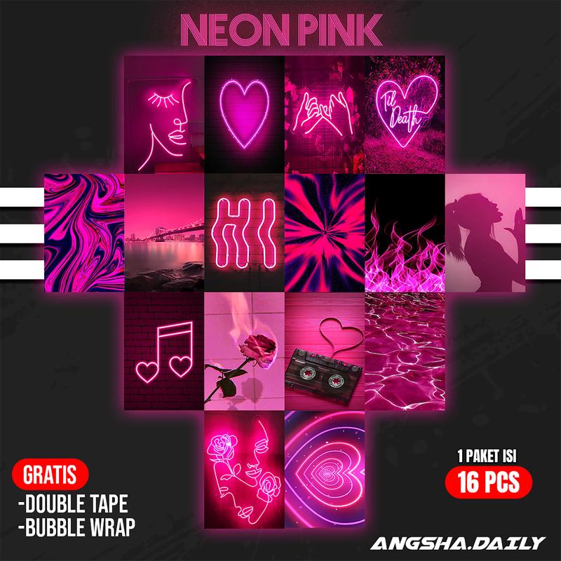 Poster Neon Pink | Dekorasi Kamar Aesthetic | Ukuran A5 | hiasan - Shop ...