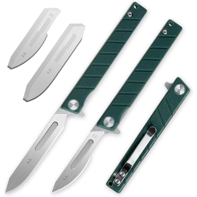 Mini Slim Folding Scalpel with 5pcs #24 and 5pcs #60 G10 Handle with ...