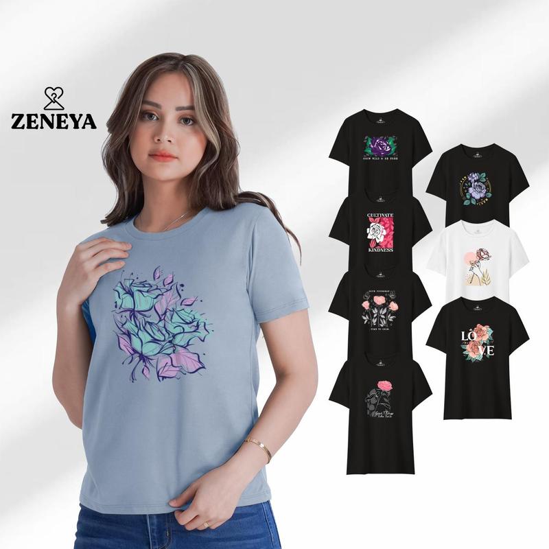 Zeneya Rose T Shirt Tshirt For Women Collection Round Neck Top - TikTok ...