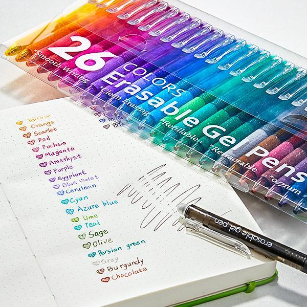 Lineon 26 Pack Erasable Gel Pens, Retractable Fine Point Clicker ...