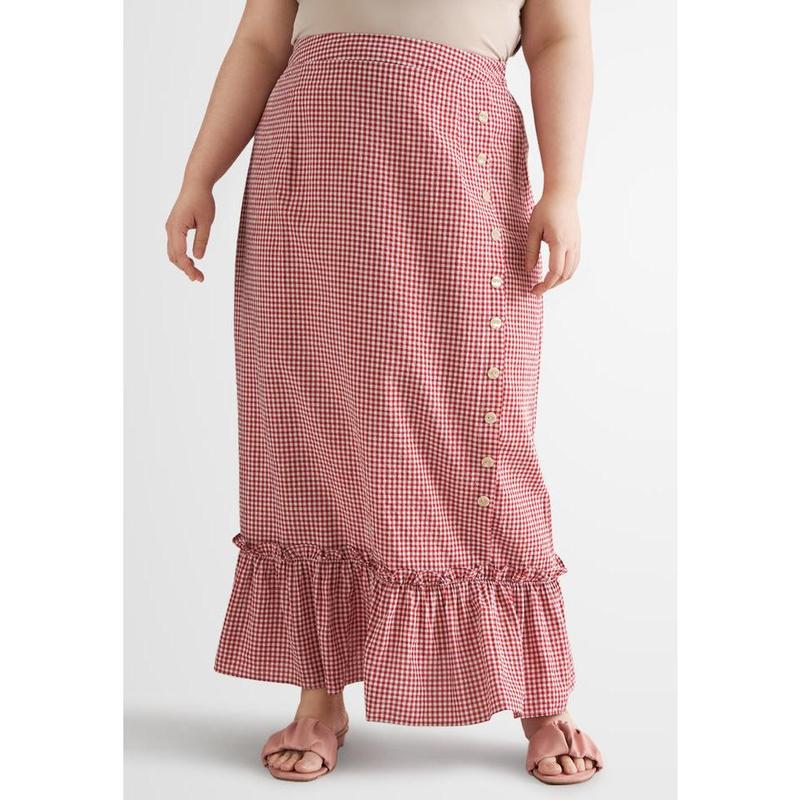Nicole Frills Faux Button Design Skirt - TikTok Shop Malaysia