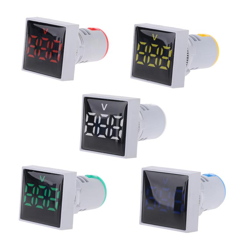 Voltmeter Persegi, 22mm, AC 20-500V, Lampu Penunjuk Voltan Digital LED ...