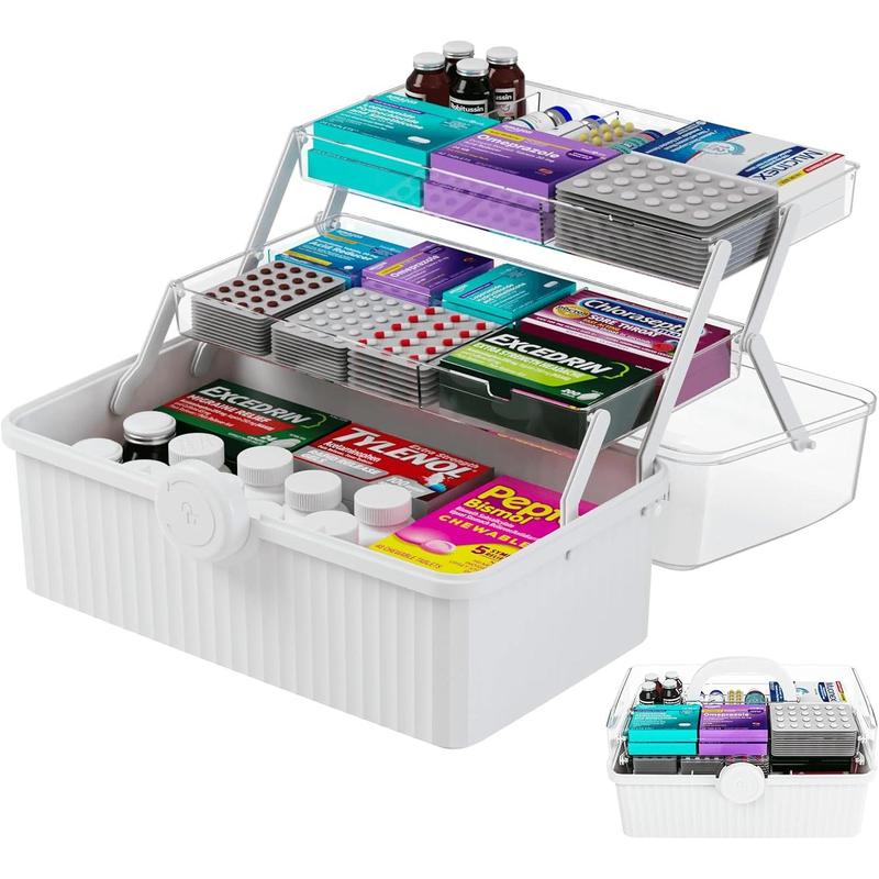 13.3 Inch Craft Box Organizer and Organizer Storage with 2 Tier Tray ...