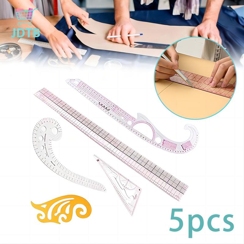 5Pcs/Set Transparent French Curve Sewing Ruler Set Garment Ruler ...