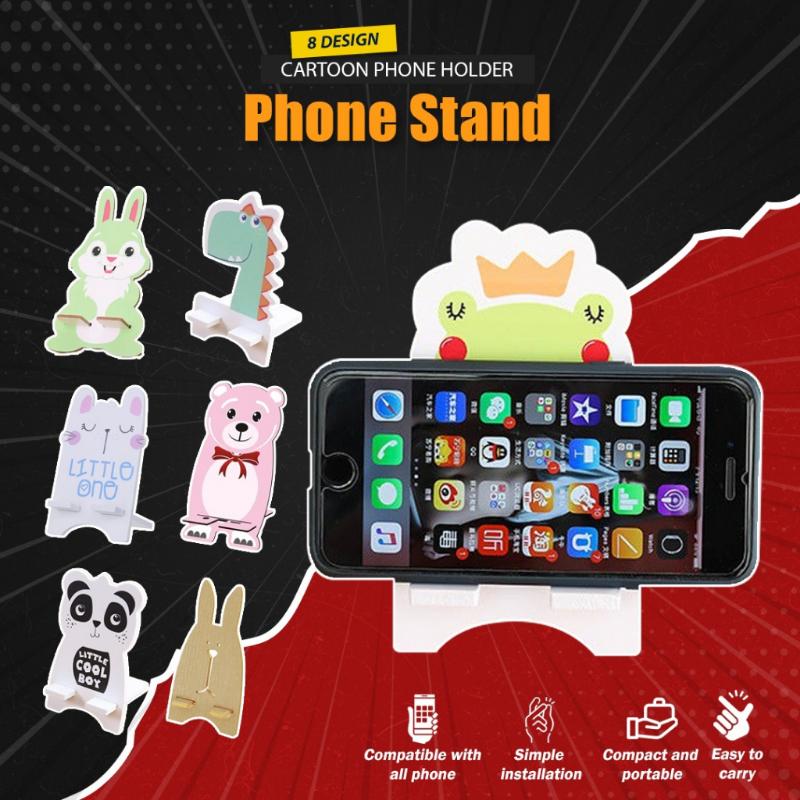 COD Wooden Mobile Phone Stand Cute Cartoon Smartphone Desk Support ...