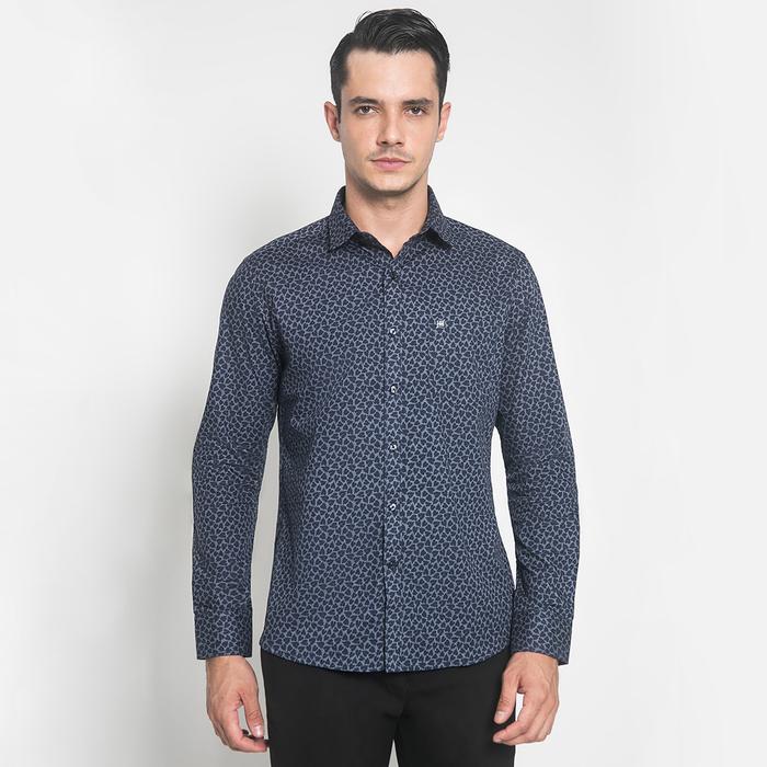 Promo Johnwin - Kemeja Formal - Full Motif - Biru - Regular Fit - FSH ...