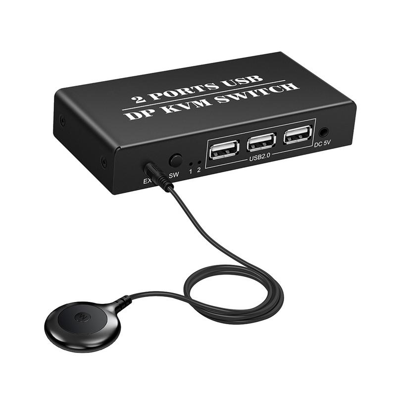 Suis DP KVM 2-port 8K@30Hz Displayport1.2, suis 2-dalam-1 dengan ...