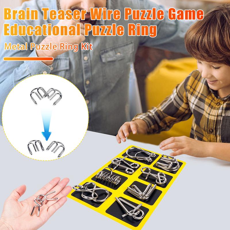 8Pcs/Set Metal Puzzle Ring Brain Teaser 3D Wire Puzzle Game Kids ...