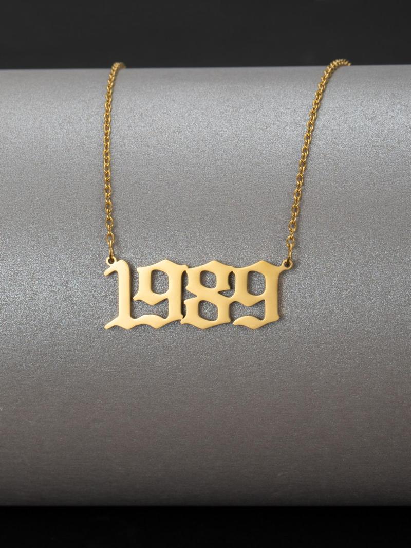 Spring Street Style Birth Year Number Charm Necklace, Trendy - TikTok Shop