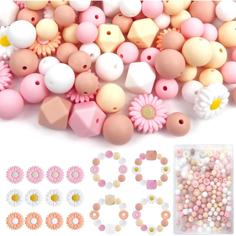 150 count Boho Daisy Beads Bulk Set, 12mm & 15mm Round Beads, 14mm ...