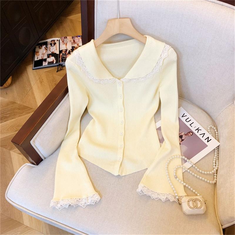 Sweater Lengan Kembang Kolar Peter Pan, Renda, Untuk Wanita, - TikTok ...