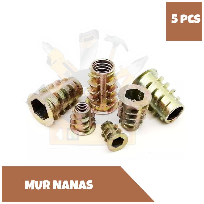 Jual KEDAI TUKANG - 5pcs Mur Nanas Baut Tanam Knockdown M4 M5 M6 M8 ...