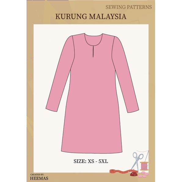 POLA BAJU KURUNG MALAYSIA LOOSE KURUNG SEWING PATTERNS BY HEEMAS ...