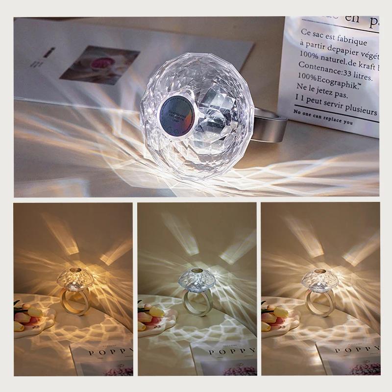 New Creative Diamond Ring Night Light Led Projection Table Lamp ...