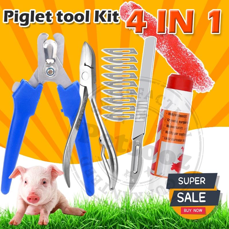 4 IN 1 Pig kit Piglet tail cutter+Pig tooth nipper+Piglet castration ...