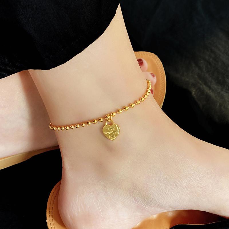 Titanium Steel Love Anklet Korean Style High Fashion Simple Valentine's ...