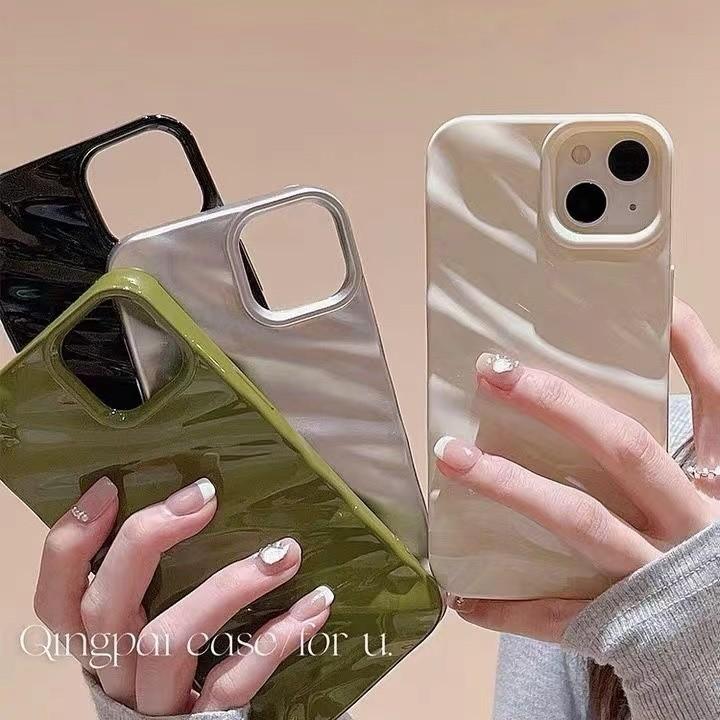 Luxury Ripple Shiny Solid Color Phone Case for iPhone 14 13 Pro ...