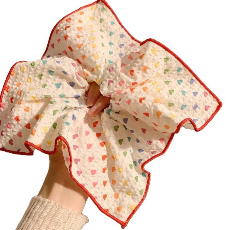 Colorful Heart Square Scarf Scrunchie for Low Ponytail Lazy Style ...