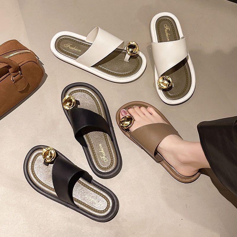 Selipar Rata, Penutup Jari Kaki, Gaya Retro Roman, Untuk Wanita ...