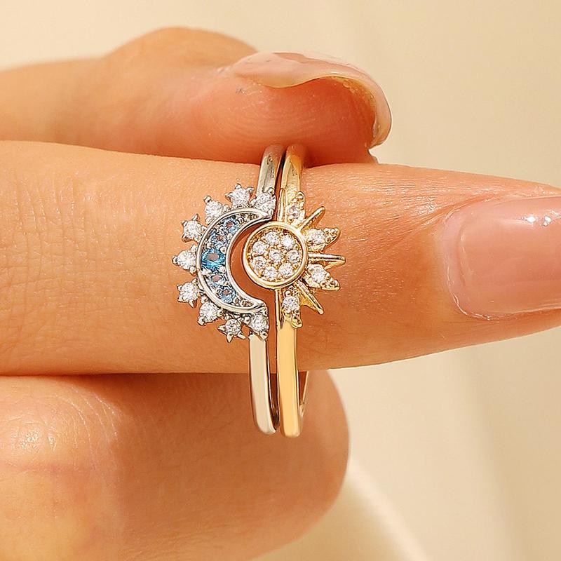 Set Cincin Terbuka, Rekaan Retro Unik, Kristal Bulan Matahar - TikTok ...