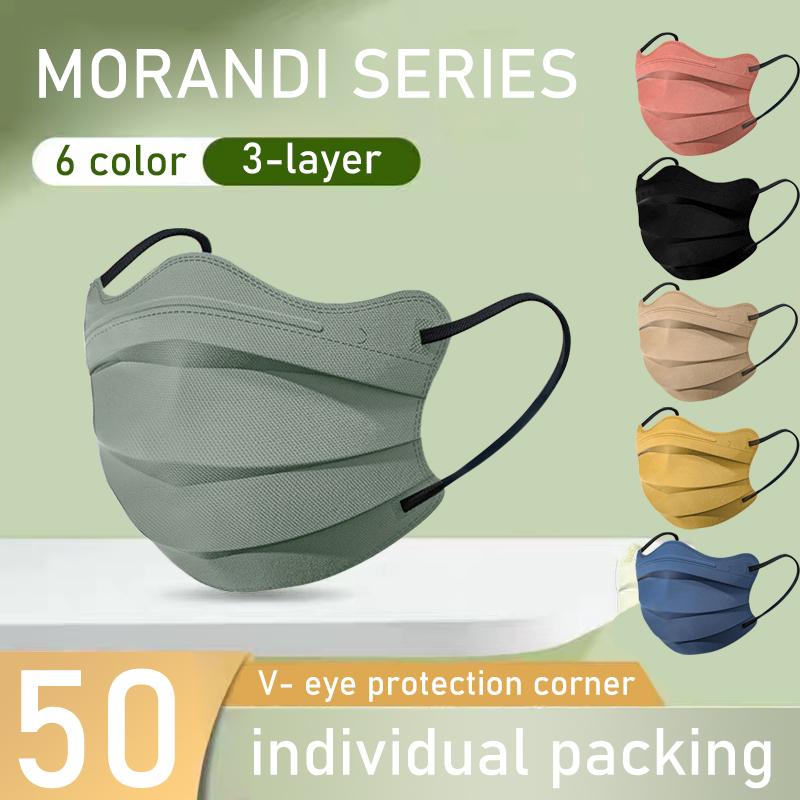 50 Pcs Morandi Color Fashion Adult Mask Independent Packagin - TikTok ...