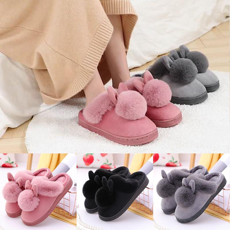 1 Pair Candy Color Anti-skid Cotton Slippers Thick Bottom Women ...